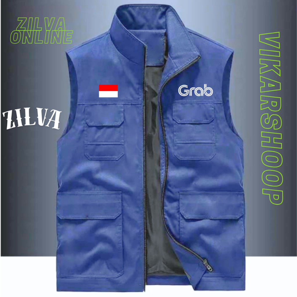 Jual Rompi Grab Terbaru Bahan Waterproof / Rompi Driver Online Grab ...