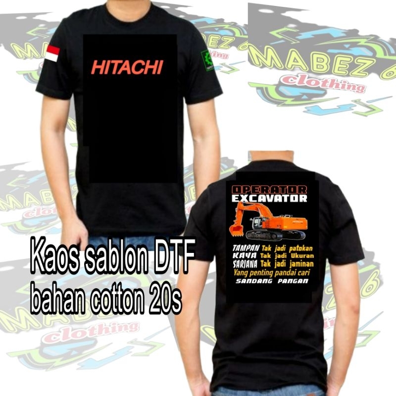 Jual Kaos operator excavator Hitachi alat berat sablon DTF | Shopee ...