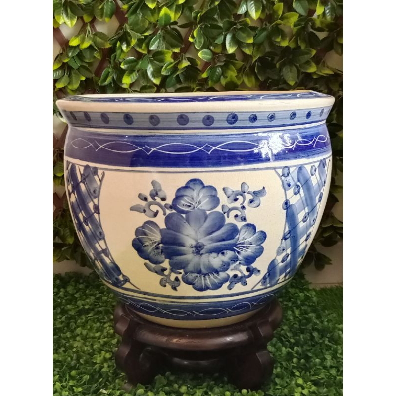 Jual Pot keramik besar biru putih / warna diameter 40 (harga Tertera ...