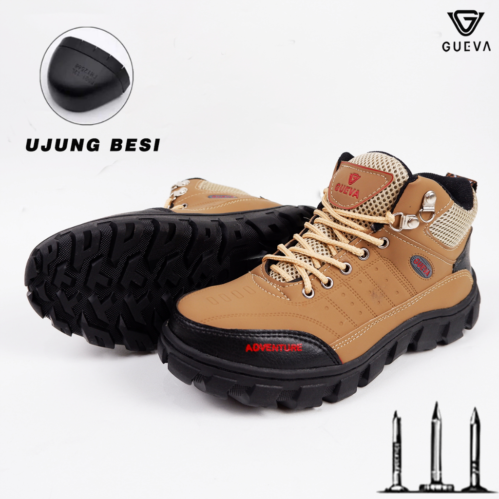 Jual GUEVA 058 Sepatu Pria Boots Ujung Besi Proyek Luar Ruangan Tidak ...