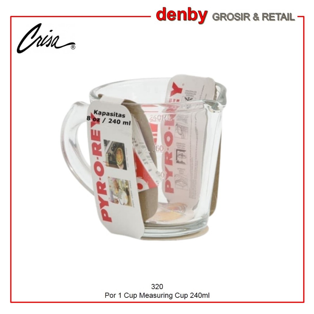 Jual Crisa Gelas Takar Ukur Kaca Cangkir Glass Measuring Cup 240ml ...