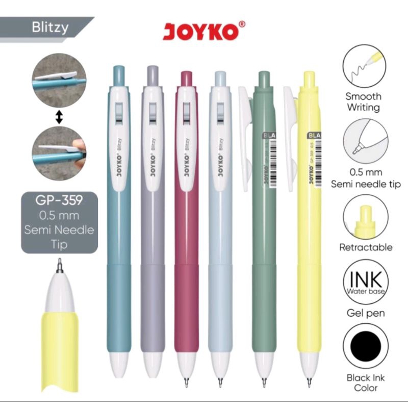 Jual BULPEN/BULPOINT GEL 0,5MM JOYKO GP-359 BLITZY ( ISI 12 BIJI ...