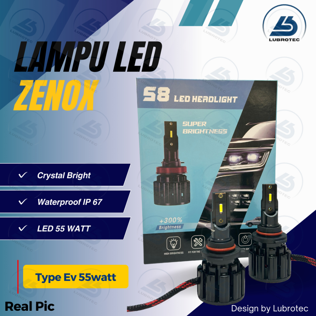 Jual Lampu LED Zenox Tipe EV Crystal Super Bright LED 55W 6500K /Lampu ...