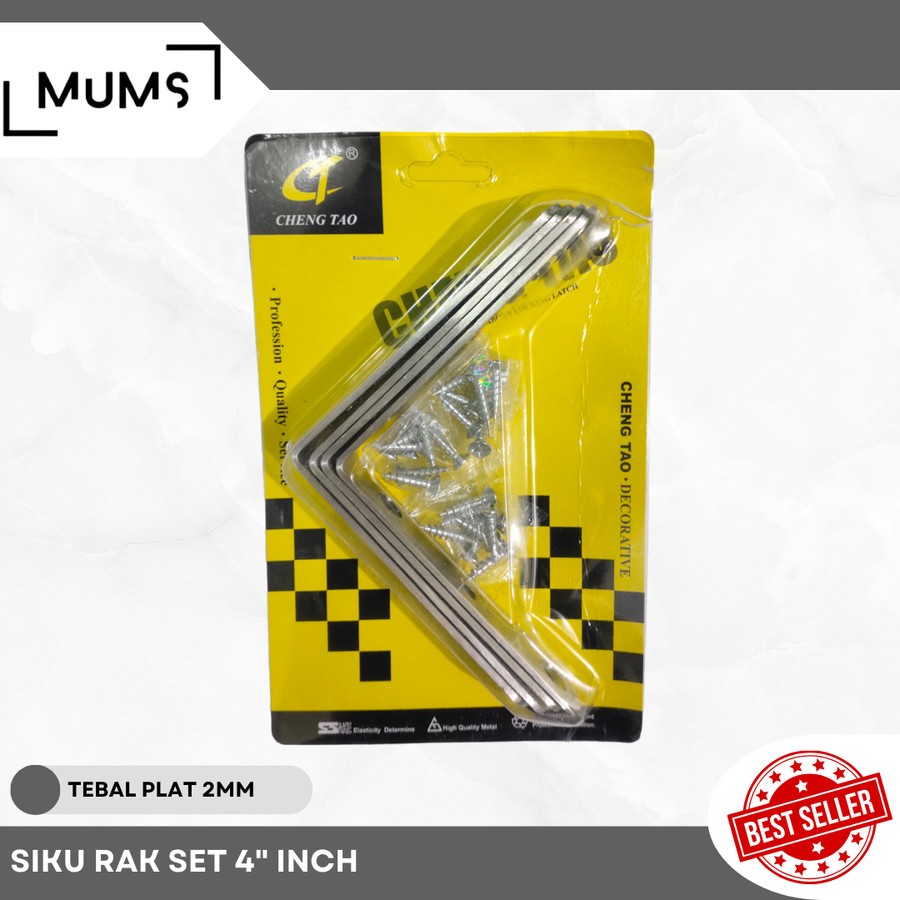 Jual MB Plat Siku Rak Ambalan 4" Inch Set 4 Pcs / Siku Rak L Bracket ...