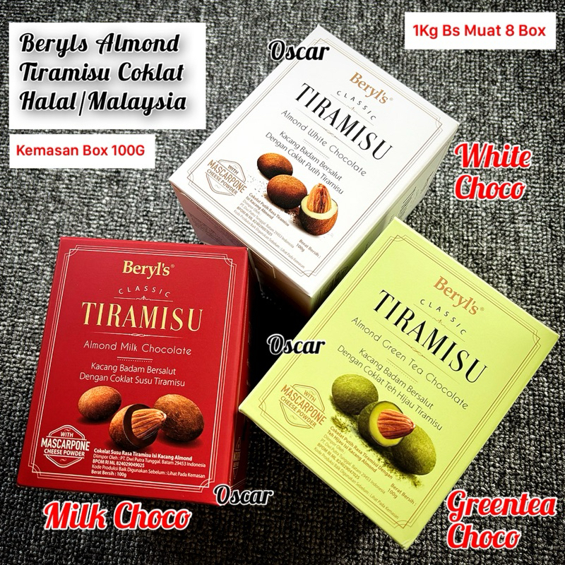 Jual (ready) Beryl's Chocolate 100g box Tiramisu Almond Coklat Original ...