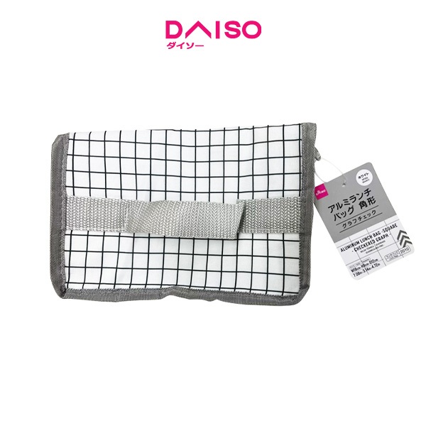 Jual Daiso Aluminum Lunch Bag -Square - Checkered Graph - White- | Shopee Indonesia