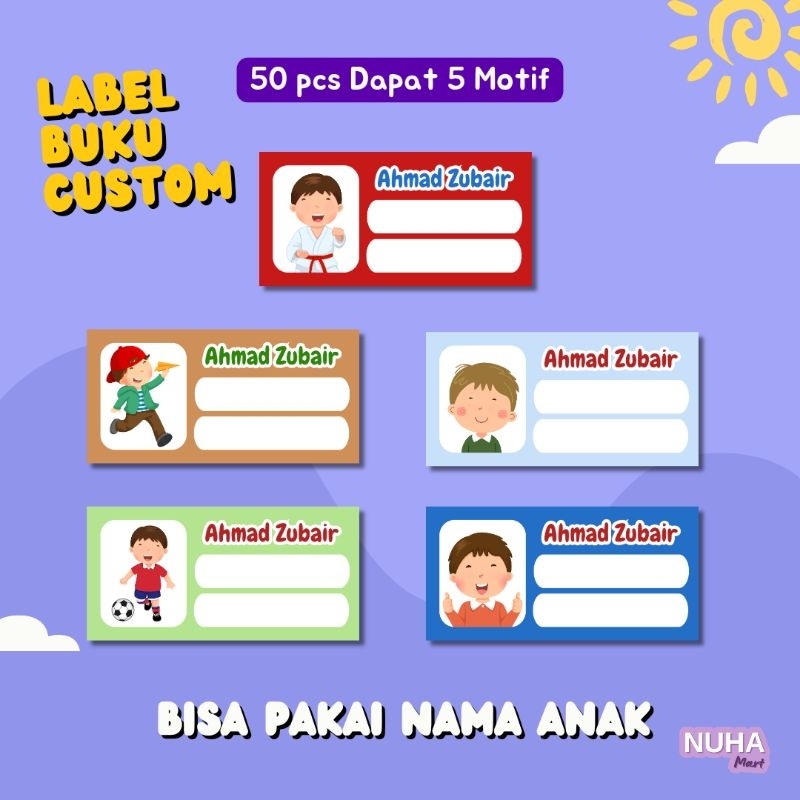 Jual 50 pcs Sticker Label Buku Mata Pelajaran Custom Nama Anak Mapel ...