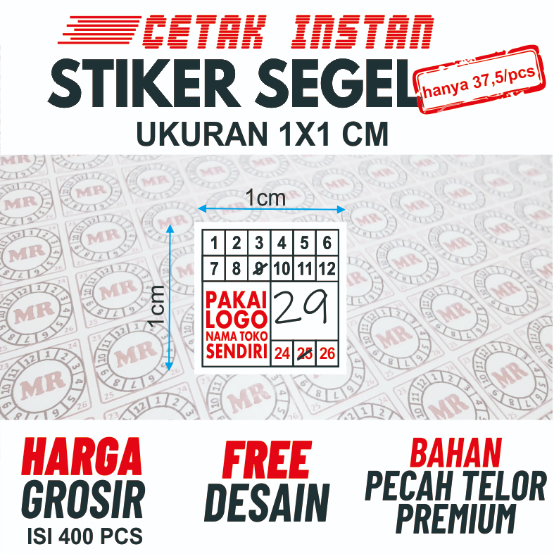 Jual Cetak INSTANT Stiker Segel Garansi ukuran 1x1cm Kertas Pecah Telor ...