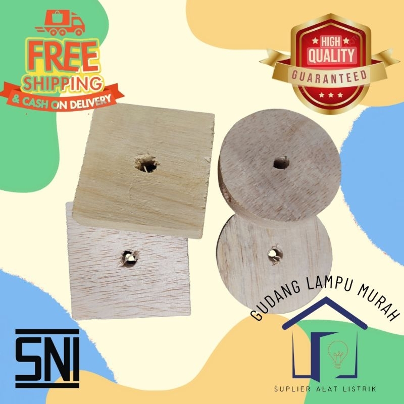 Jual Kayu Roset Kayu Tatakan Alas Fitting Lampu Listrik Alas Kayu ...