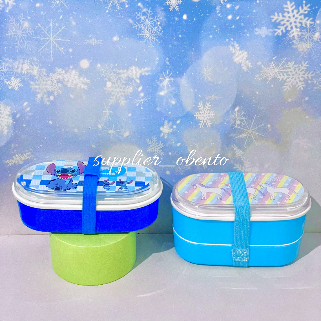 Jual Stitch Lunch Box Unicorn Lunch Box 2 Tier Bento Box Snack Box ...