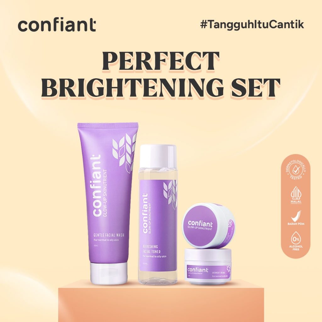 Jual Confiant Full Set Brightening Series - Facial Wash + Toner + Day ...