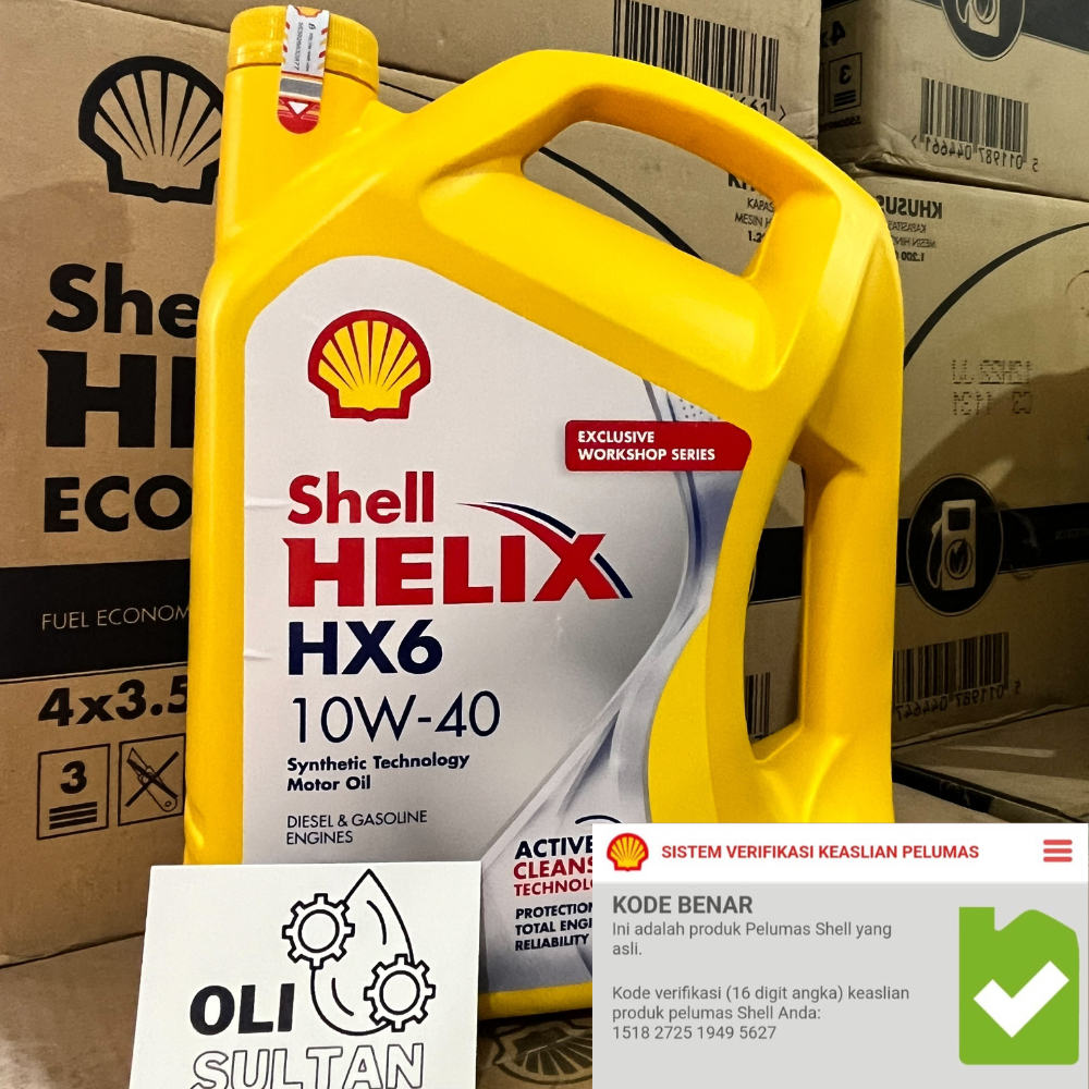 Jual OLI MOBIL SHELL HELIX HX6 10W-40 | HX6 4 LITER | BARCODE HIJAU ...
