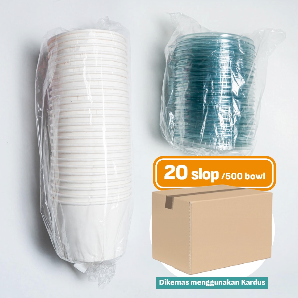 Jual 1 DUS - Paper Bowl PUTIH & Tutup /Rice Bowl/Mangkok Kertas (360ml ...