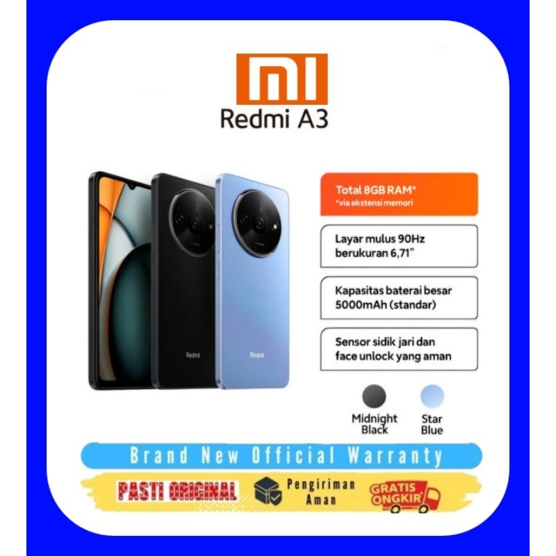 Jual XIAOMI A3 4/128GB HELIO G36 5000 mah NEW RESMI | Shopee Indonesia