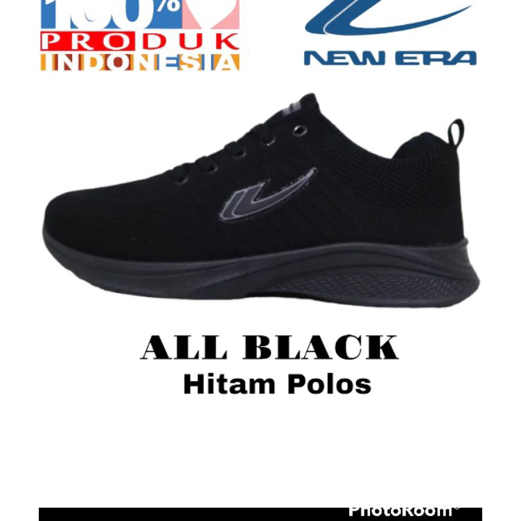 Jual KODE V72F Sepatu Sekolah New Era Hitam Polos All Black | Shopee ...