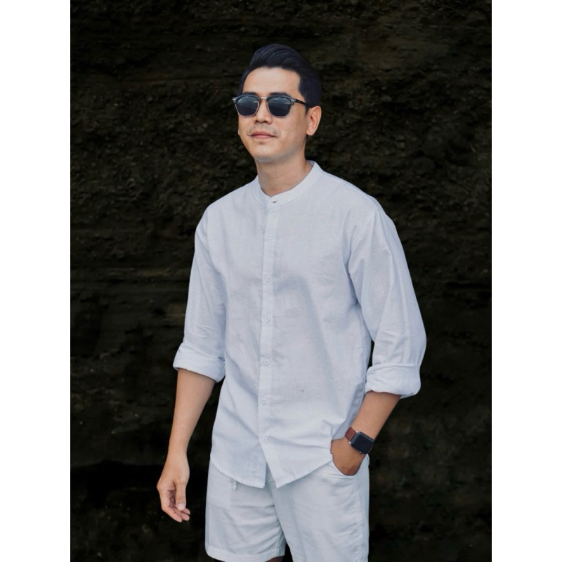Jual BEACHWELL Baju Kemeja Pria Fuji Kerah Shanghai Polos Lengan ...