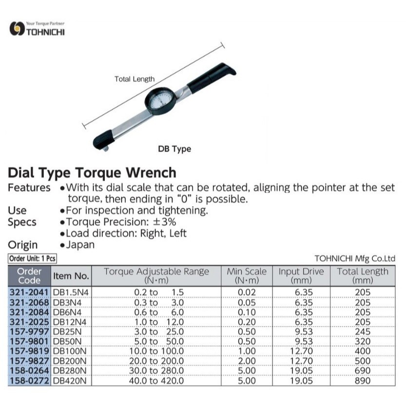 Jual Kunci Torsi TOHNICHI Dial Type Torque Wrench 12.7mm 20- 200 N.m ...