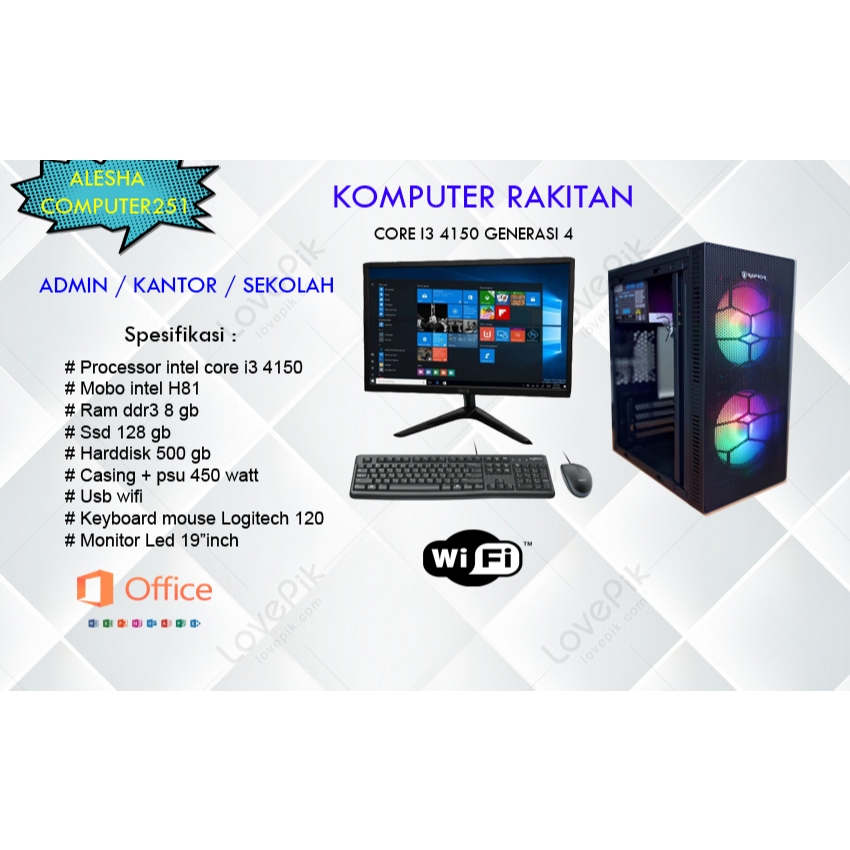 Jual Fullset Pc Intel Core i3 4150 / Ssd 128-256 Gb / Memori 8Gb / HDD 500 Gb | Shopee Indonesia