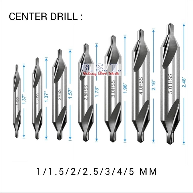 Jual Center Drill Mata Bor Center 1/1.5/2/2.5/3/4/5 MM Hss Bor Center ...