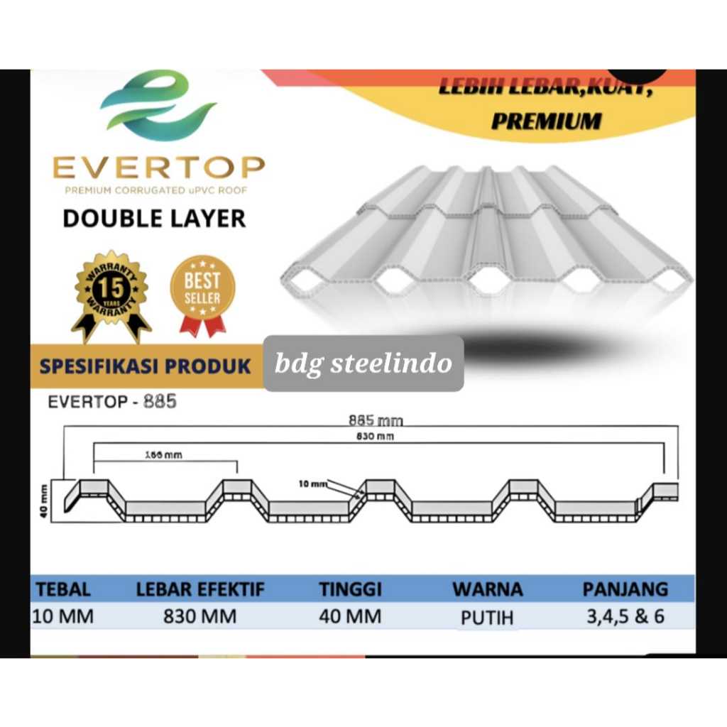 Jual Atap Evertop Double layer / Kanopi UpVc Canopi 830 Dobel Alderon | Shopee Indonesia