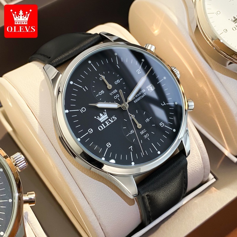 Jual OLEVS Jam Tangan Pria Original Anti Air Kulit Keren Luxury ...