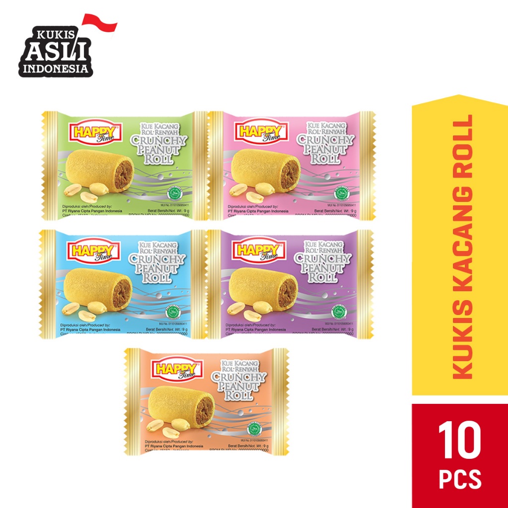 Jual Happy Time Kukis Kacang Roll Snack 1 Renceng isi 10 x 9gr | Shopee ...