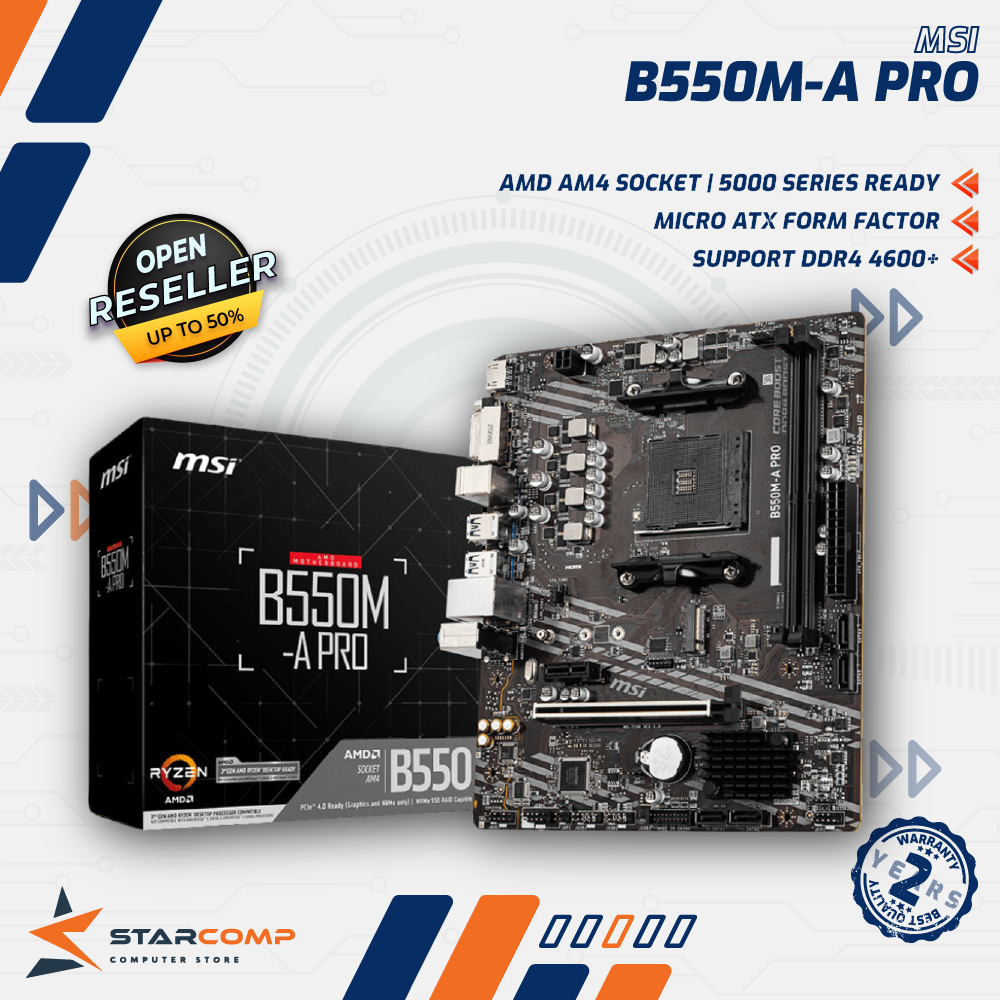 Jual MSI B550M-A PRO Motherboard AMD Ryzen AM4 Micro ATX B550 | Shopee ...