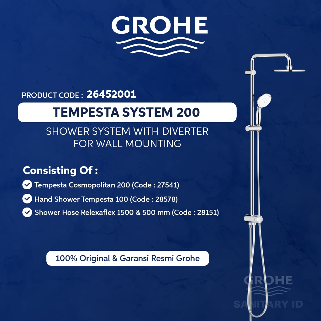 Jual GROHE 26452001 - Rain Shower Mandi Tempesta System 200 Shower ...