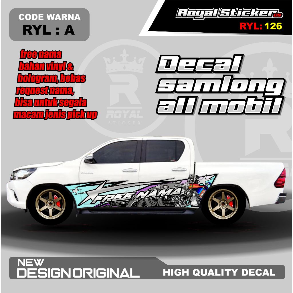 Jual RYL126-STIKER LANGSUNG CETAK FREE CUSTOM NAMA MOBIL HOLOGRAM ...