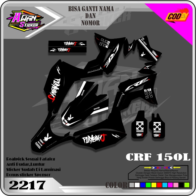 Jual Decal crf 150L/Stiker CRF150L decal crf putih hitam series bebas ...
