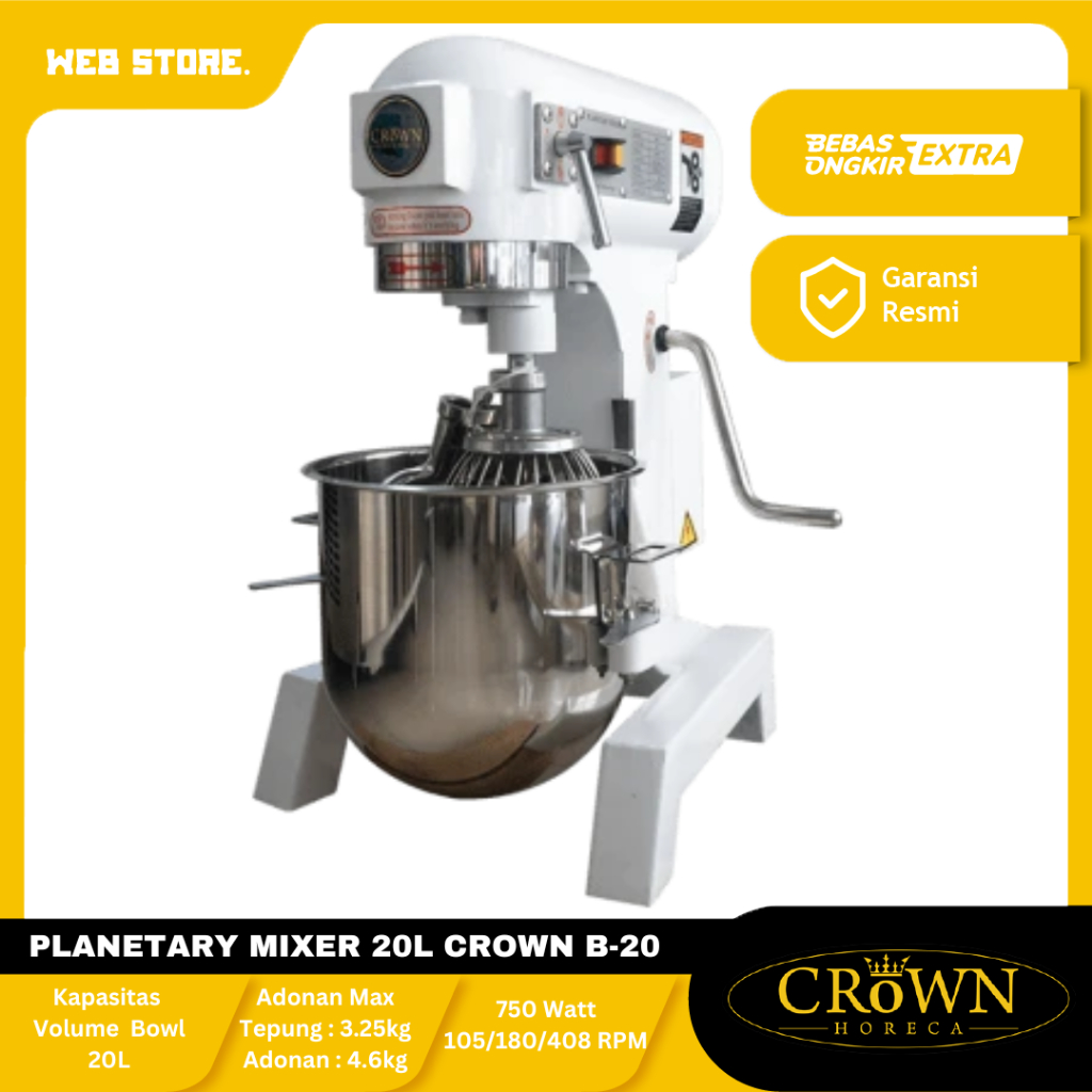 Jual Planetary Mixer 20L Crown B-20 Mesin Pengaduk Adonan Roti Kue Bolu ...