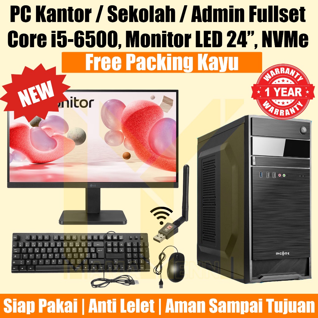 Jual PC Rakitan Kantor Core i5 6500 NVMe 256GB 16GB DDR4 / Paket CPU Gen 6 Office/Sekolah/Admin ...