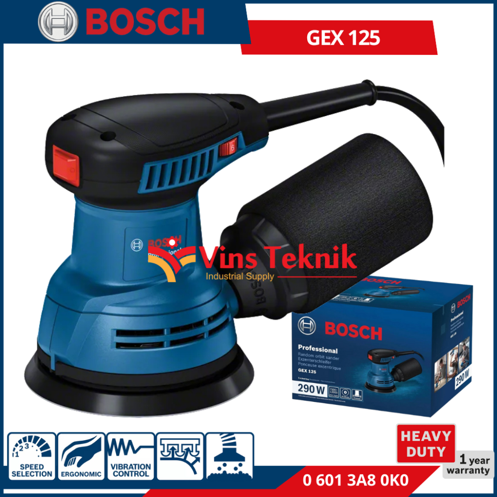 Jual Mesin Amplas Bulat Listrik Random Orbital Sander 250 Watt GEX125 BOSCH GEX 125 | Shopee ...