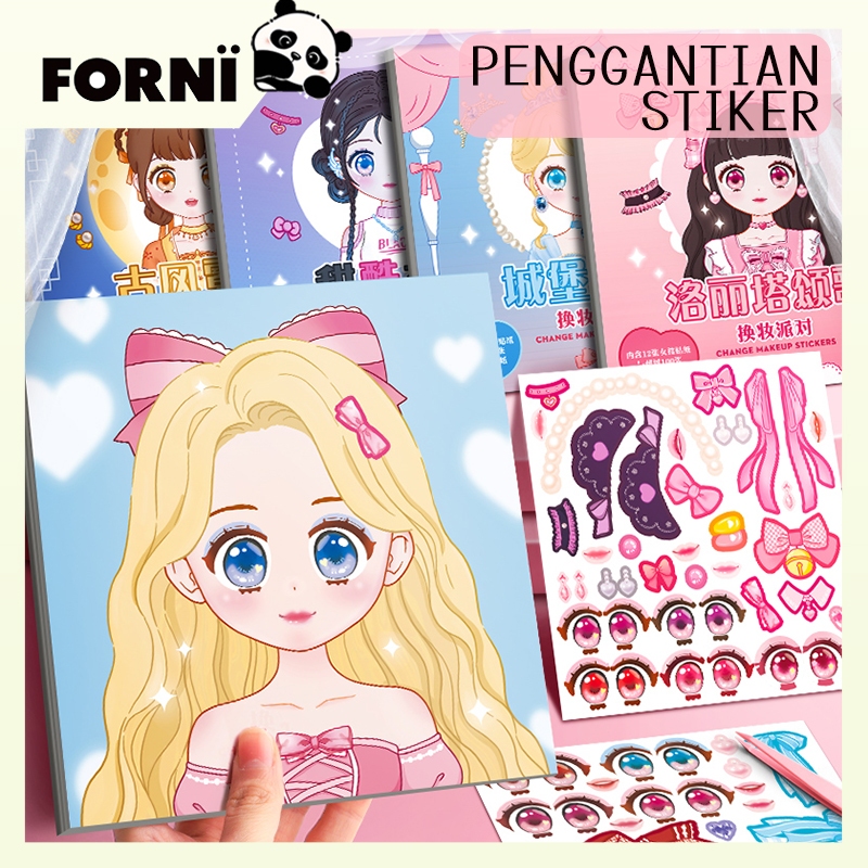Jual Mainan Stiker Ganti Muka Stiker Ekspresi Girl Change Makeup Stiker ...