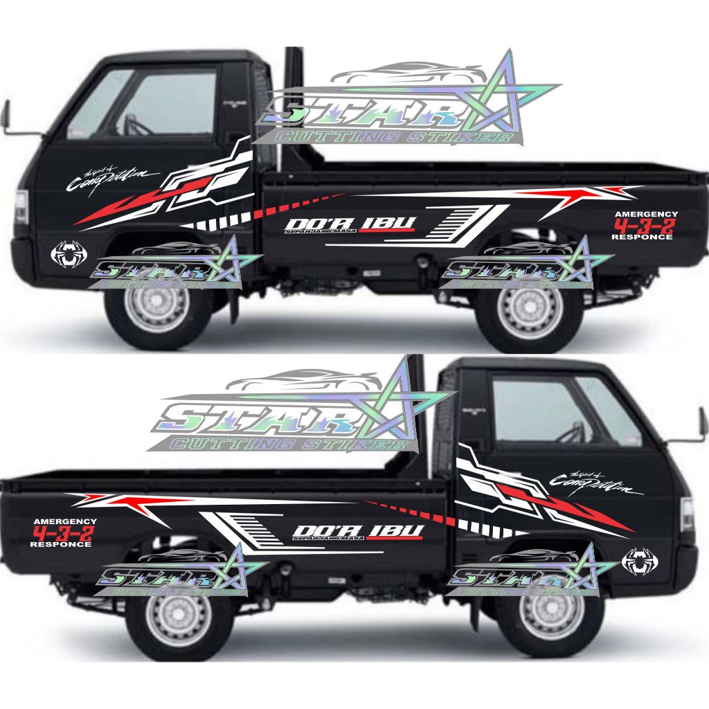 Jual stiker cutting mobil pick up L300 stiker list body samping mobil ...