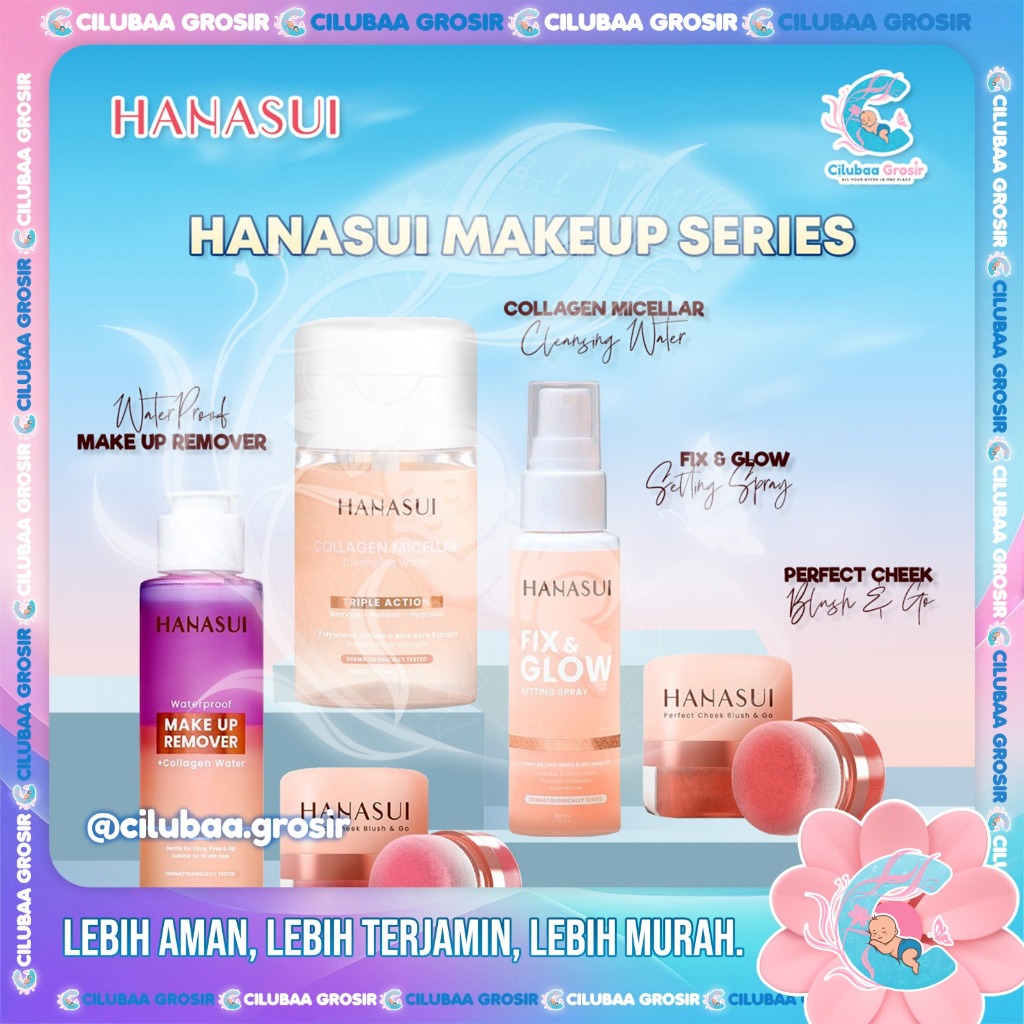 Jual Hanasui Makeup SERIES || Perfect Cheek Blush & Go || Fix & Glow ...