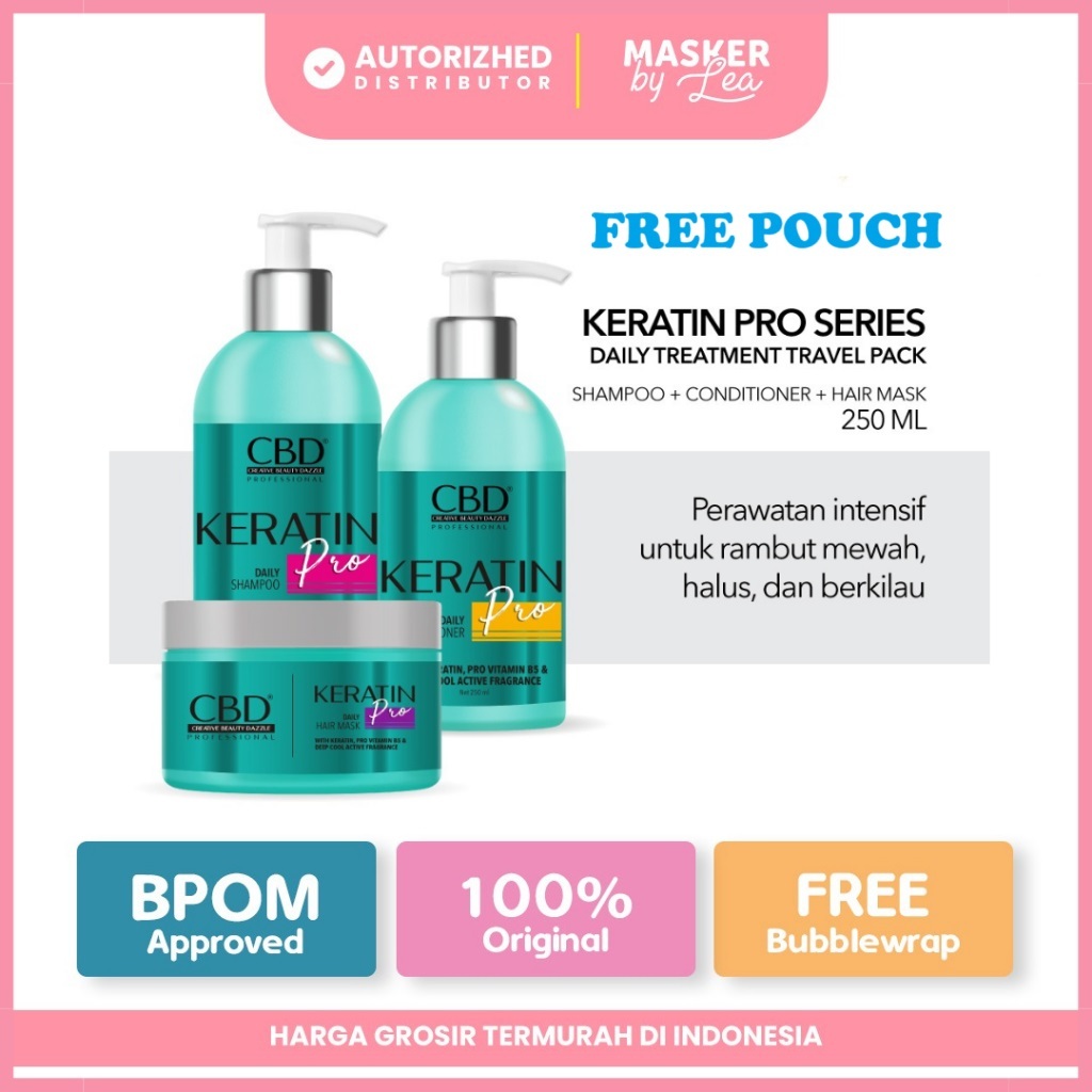 Jual FREEGIFT - CBD Paket Professional Daily Keratin Pro Shampoo + Conditioner + Hair Mask 250ML ...