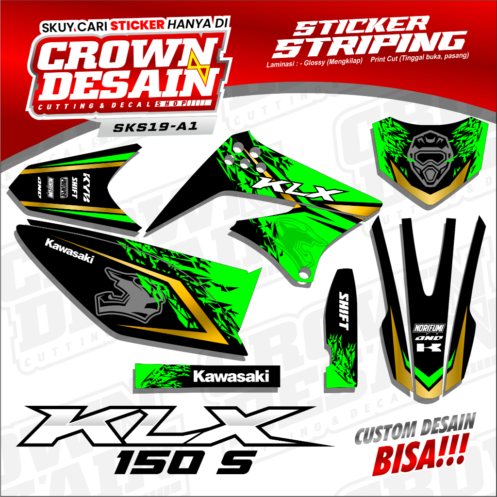 Jual (Bisa COD) Sticker Striping KLX 150 S/Old Desain Grafis Minimalis ...