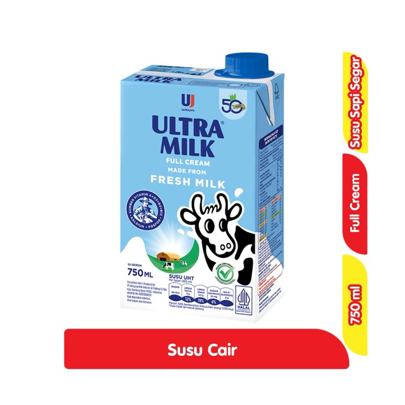 Jual Ultra Milk Susu UHT Full Cream Kotak 750ml | Shopee Indonesia