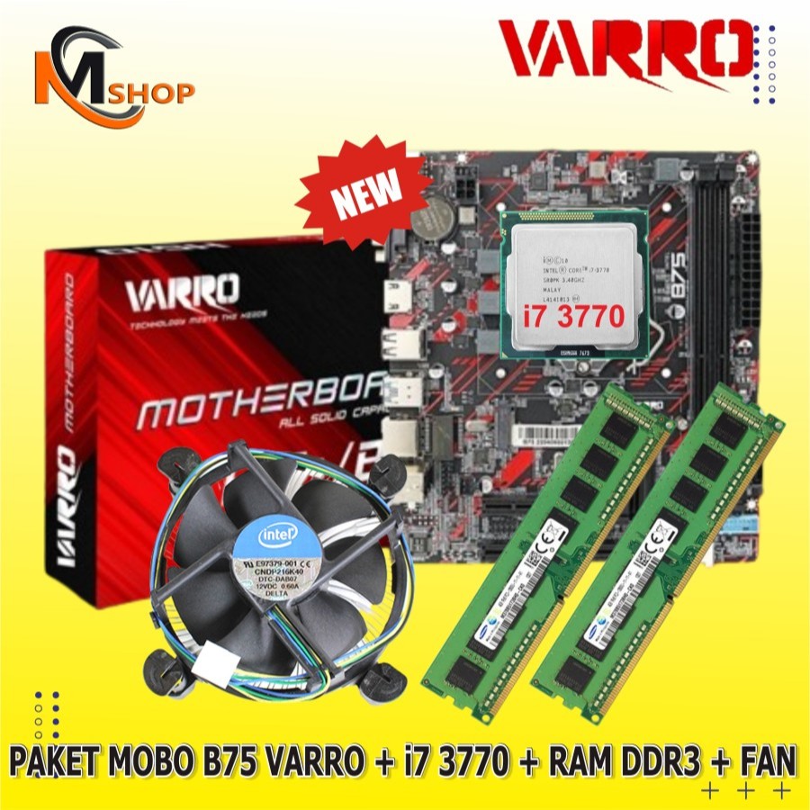 Jual Paket Mainboard Mobo H61+ B75 Varro NVME New + Processor Core i7 2600 / i7 3770 + RAM DDR3 ...