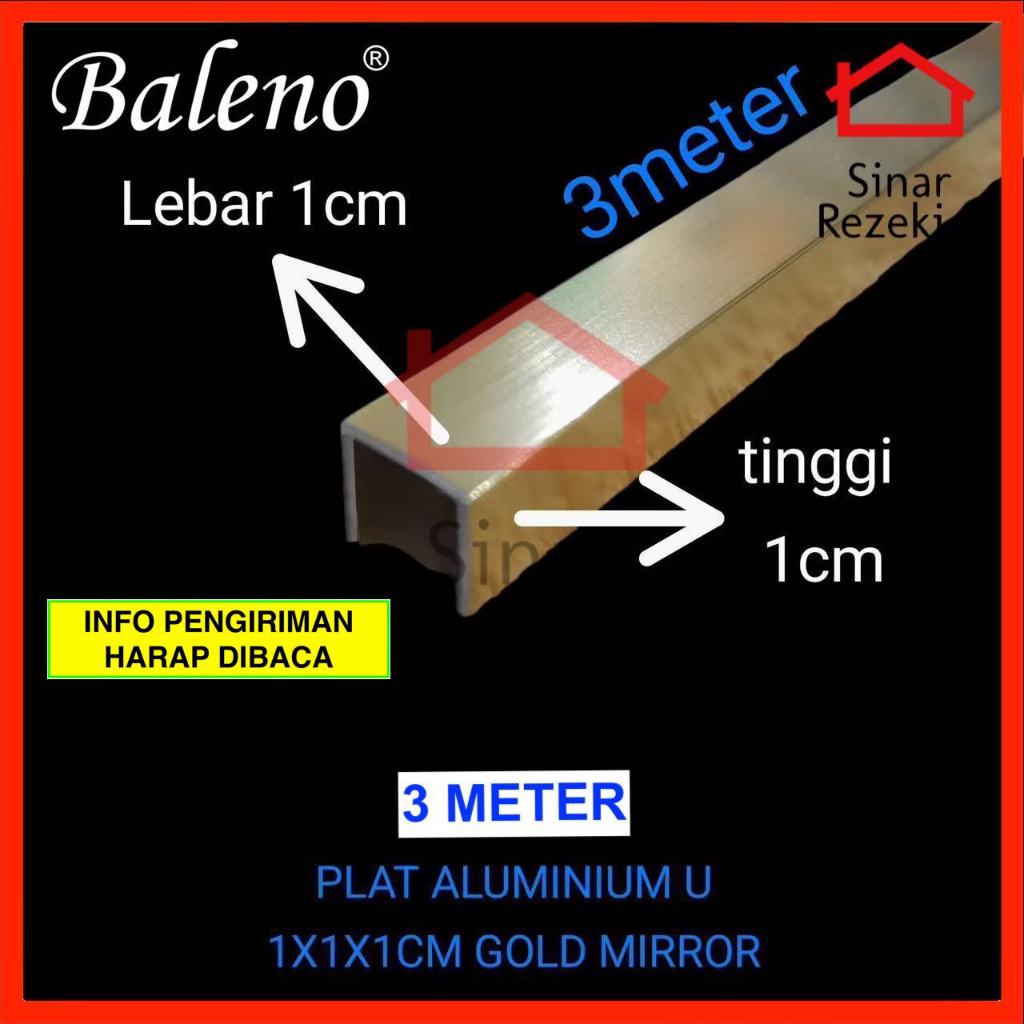 Jual Plat Aluminium List U GOLD MIRROR 10 x 10 x 10 mm Baleno / Lis ...