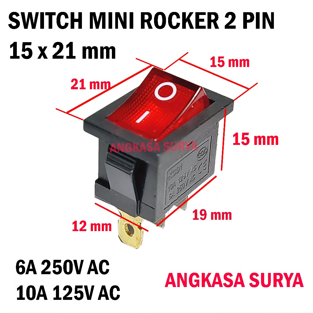 Jual Switch + Lampu Kecil 3 pin / Swit On Off Lampu Kecil/ Rocker ...