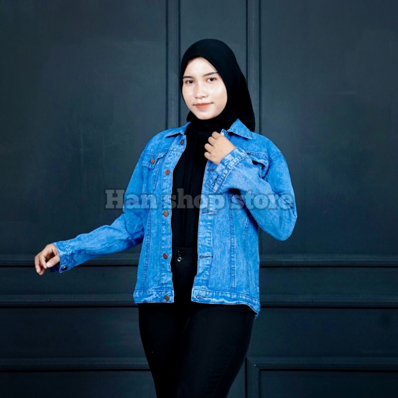 Jual jaket denim wanita jaket jeans snow kekinian jaket cewek Biondy ...