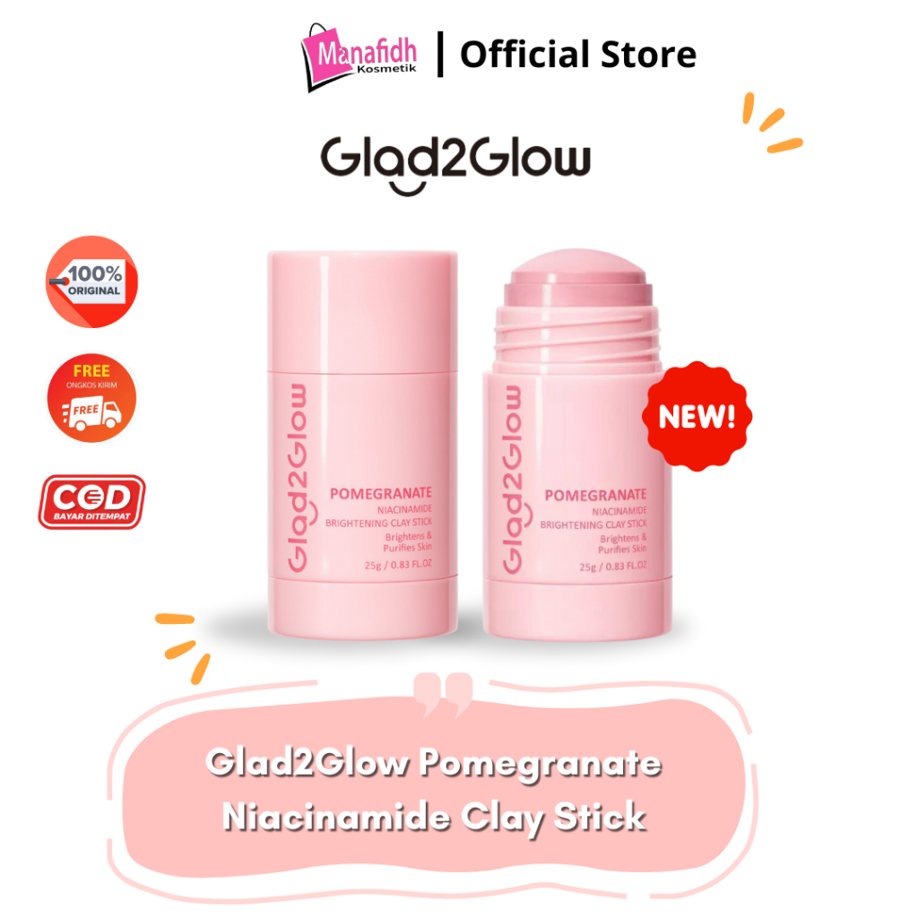 Jual Glad2Glow Pomegranate Niacinamide Brightening Clay Mask Stick 25gr | Shopee Indonesia