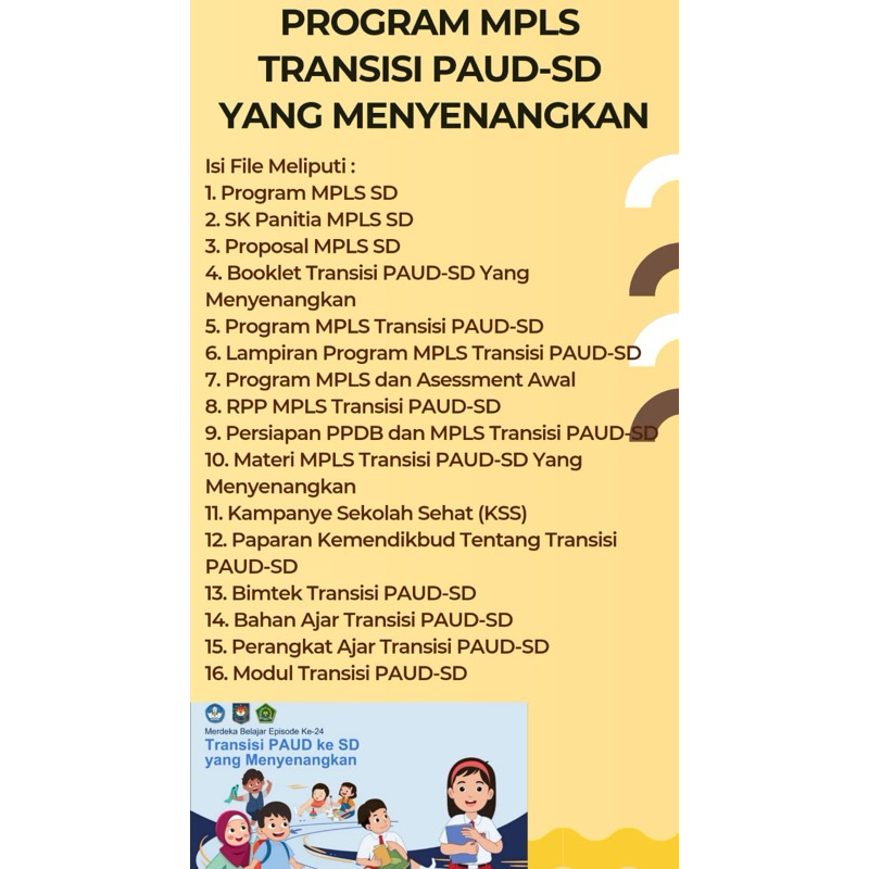 Jual Program MPLS (Masa Pengenalan Lingkungan Sekolah) Transisi PAUD-SD Yang menyenangkan ...