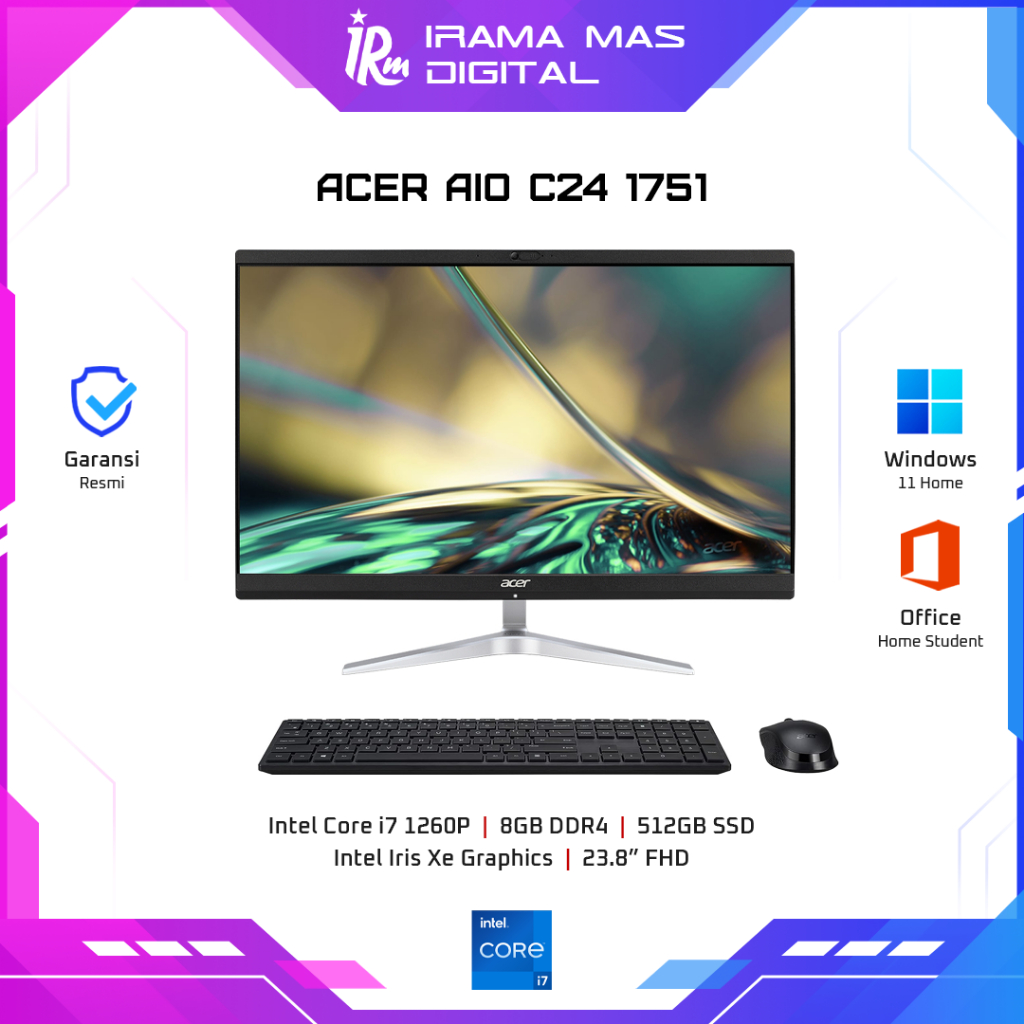 Jual PC ACER AIO C24-1751 - CORE I7 1260P 8GB/512GB SSD/23.8 IPS Touch ...