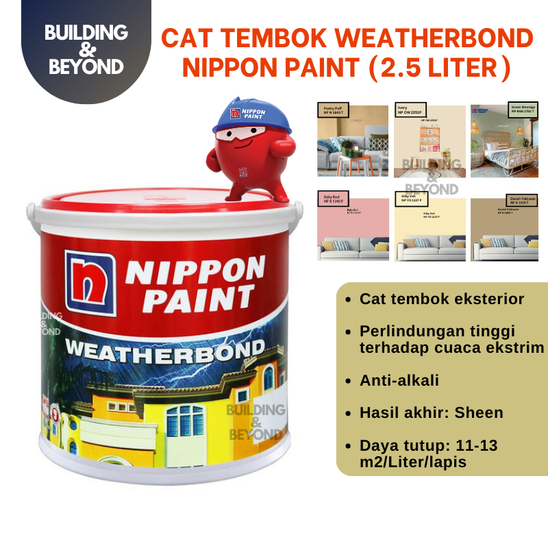 Jual CAT TEMBOK EKSTERIOR NIPPON PAINT WEATHERBOND LUAR RUMAH CREAM ...