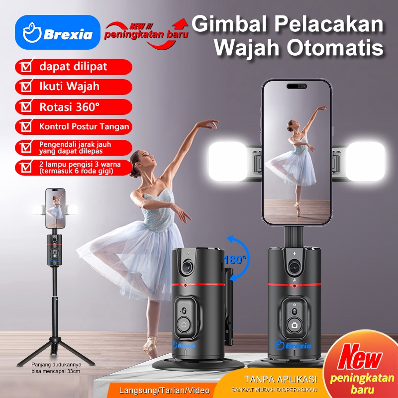 Jual 【New】Brexia Auto Face Tracking Gimbal Handphone Stabilizer 360 ...