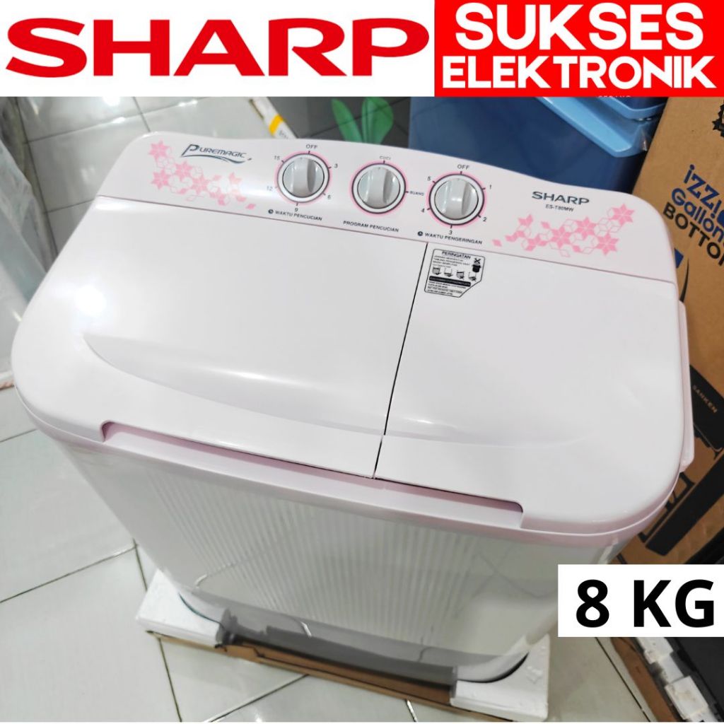 Jual MESIN CUCI SHARP 2 TABUNG 8 KG ES-T80MW / WASH MACHINE ES T80MW 80 ...