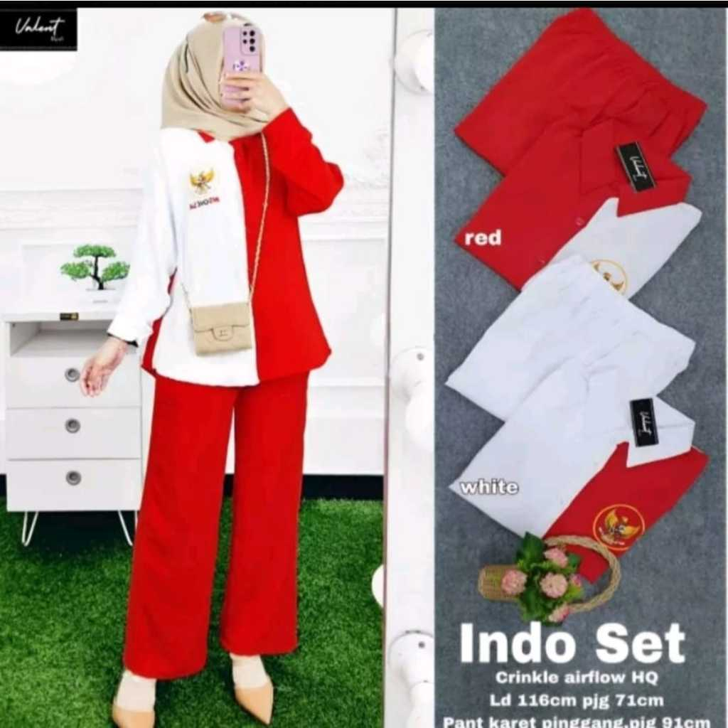 Jual Setelan Merah Putih Kekinian - Setelan Merah Putih Wanita Hijab ...